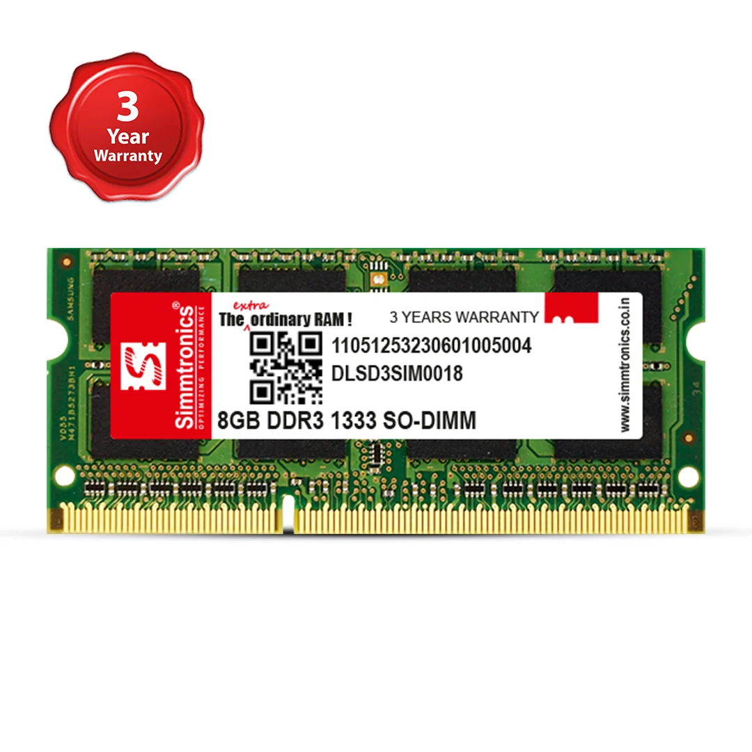 8GB DDR3 LAPTOP RAM 1333MHz Simmtronics