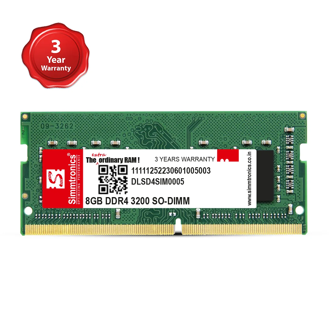 8GB DDR4 LAPTOP RAM 3200MHz Simmtronics 8GB DDR4 LAPTOP RAM 3200MHz Simmtronics
